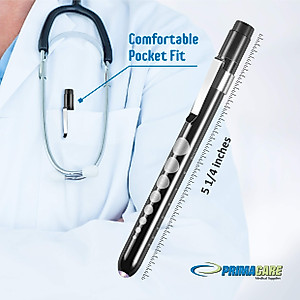 Primacare DL-9326 Aluminum Diagnostic Reusable Penlights | Pupil Gauge | 6-Inch LED Medical Pen Light | Professional Medical Supplies for EMT, Nurses, Doctors, Dentists & Hospitals | Multicolor 3 Pack