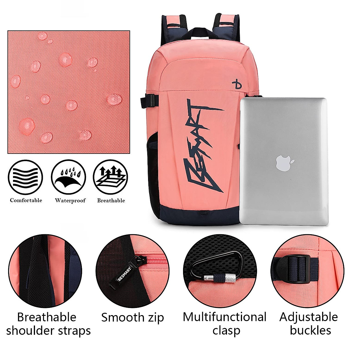 BE SMART Travel Backpack Outdoor Man Pack Lightweight Water resistant Sport Bag fits 13.5 inches Laptop for Man & Woman, Durable Backpack for Many Occasions