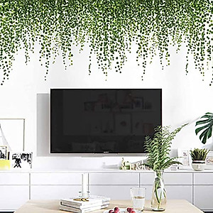 CHANMOL Green Plant Home Decor Wall Stickers 2 Sheets Peel and Stick Leaves Art Murals PVC Decals for Kids Bedroom Nursery Living Room Kitchen Bathroom Removable as Housewarming Birthday Gift