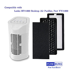 PUREBURG YY11200 Replacement Filter Set Compatible with Lasko HF11200 Desktop Air Purifier, 2 H13 HEPA+2 Activated Carbon Filter + 4 Carbon Pre-filters