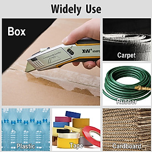 XW Heavy Duty Auto-loading Utility Knife,3-position Retractable Box Cutter with Total 5 Blades