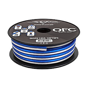 Skar Audio 14 Gauge (AWG) Elite Oxygen-Free Copper Audio Speaker Wire - 30 Feet (Blue/White)