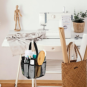 Dimeho Mesh Shower Caddy Bag Portable Large Capacity Bath Tote Basket Quick Dry Hangable Toiletry Organizer Bag 8 Storage Pocket for Gym College Dorm Beach Swimming Pool Camp Travel