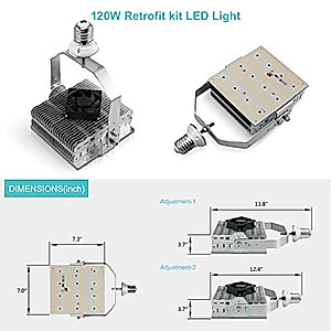 120W Shoebox LED Retrofit Kits 17500LM (400W MH/HPS Equiv), AC277-480V LED Shoebox Retrofit Light for Parking Lot, ETL DLC 5700K E39 Mogul Street Area Light Retrofit for Tennis Court Wall Pack