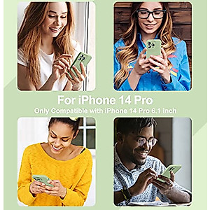Ktele Compatible with iPhone 14 Pro Case, AB-Grade Liquid Silicone Case, [Four Corner 50+Tiny Airbags Shockproof] [Soft Microfiber Lining Anti-Scratch] Camera All-Round Protection Case-Matcha