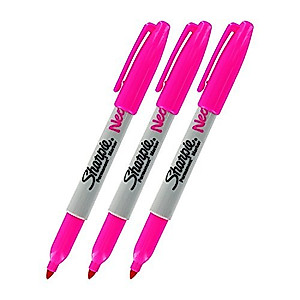 Sharpie Neon Permanent Marker, Neon Pink Ink, Pack of 3 by Sharpie