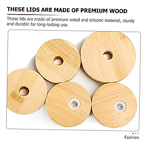 LIGHTAOTAO 3Pcs wooden lid bamboo sealing lids drinking jars lids beer can lids bamboo mason jar lids glass jars lids wide mouth glass jars bottle lid with hole glass bottle drinks Silica gel