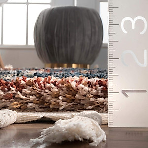 nuLOOM Rosemarie Bohemian Soft Shag Tassel Area Rug, 4' x 6', Blue