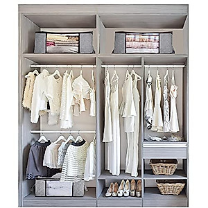 JERIA 6-Pack Foldable Closet Organizer Clothing Storage Bags with Clear Window, Reinforced Handle and Sturdy Zipper (Grey)