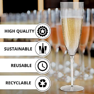 Plastic Champagne Flutes Disposable - Plastic Wine Glasses Set of 12 for Wedding - One Piece Champagne Flutes Plastic- 6 oz Plastic Cocktail Glasses - Plastic Mimosa Flutes - BPA Free Cups Set