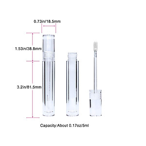 Lip Gloss Tubes with Wand Empty, 10 Pack 5ml Transparent Lip Gloss Containers, Clear Crystal Lip Gloss Tubes with Rubber Stoppers for DIY Lip Gloss