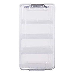 AB Designs 6925ABD Semi Satchel with Removable Dividers, Stackable Home Storage Organization Container, Clear with Sliver Latches and Handle