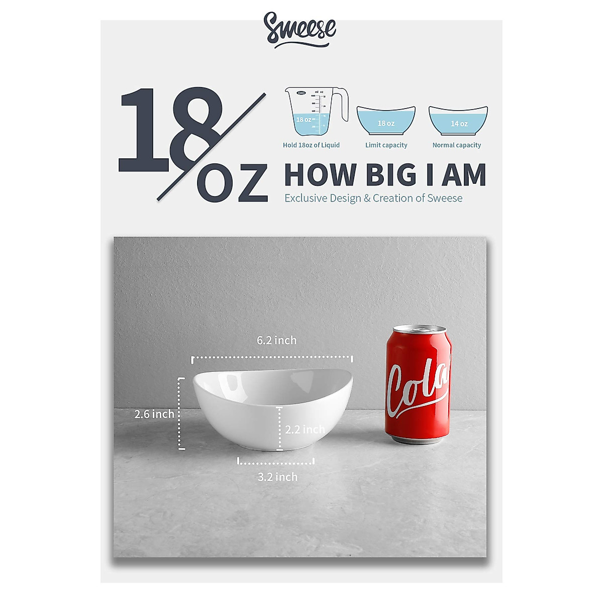 Sweese 18 Ounce Cereal Bowls & 28 Ounce Pasta Bowls Set of 6