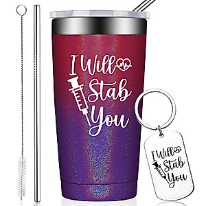 BIRGILT I Will Stab You Gifts - Nurse Gifts for Women - Nurse Week Gifts - Appreciation Gifts for Nurses - School Nurse Practitioner Graduation Gifts - 20oz Nurse Tumblers