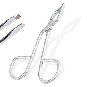 AAProTools Tweezers - Eyebrow Scissor Handle Tweezer - Straight Tip, German Grade Stainless Steel, Hair Plucking, Facial, Silver