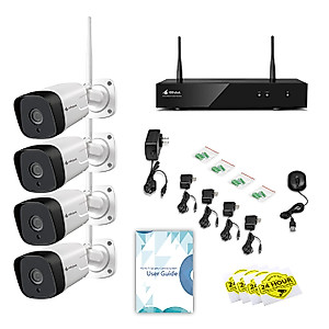 [Dual WiFi, 2K Video] Kittyhok 3MP Wireless Security Camera System with 1TB HDD, 4Pcs Outdoor/Indoor WiFi Home Surveillance Cameras w/Night Vision, IP66 Waterproof, 24/7 Recording Video, 2-Way Audio