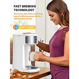 Hrelec 2 in 1 K Cup Coffee Maker, Iced Single Serve Coffee Maker for Capsule and Ground Coffee, Pod Coffee Maker One Cup Small Coffee Machine with Self-Cleaning Function, 8-14 oz Brew Size