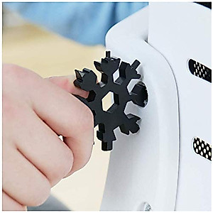 Snowflake Multitool, 1 Piece 18-in-1 Stainless Steel Snowflake Standard Multitool, Snowflake Wrench with Key Ring, Great for men Christmas Gift (1, Black)