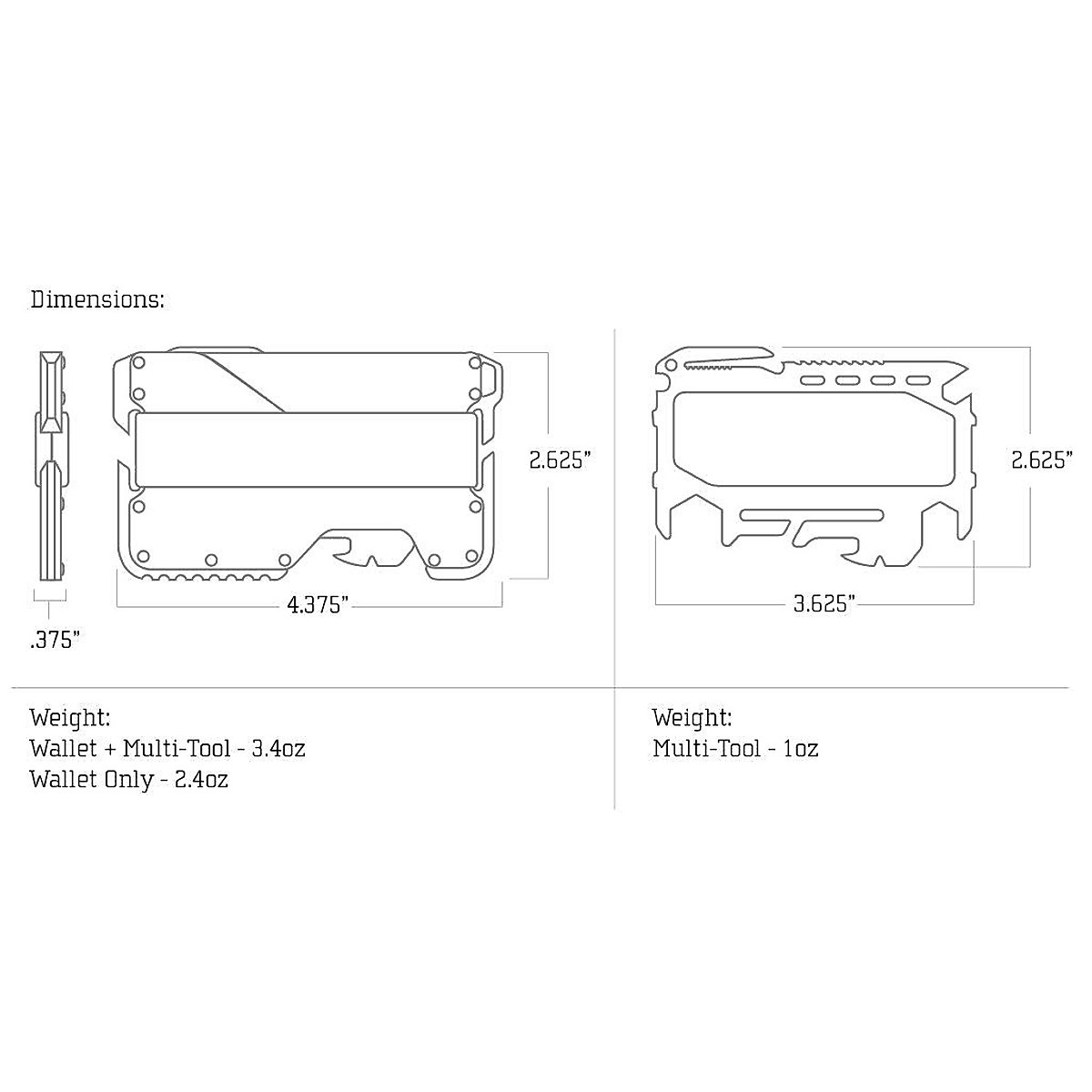 Dango Slim Minimalist Wallet for Men - RFID Blocking - Leather + Multi-Tool, Brown Rawhide/Raw Aluminum