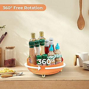 Rotary Storage Rack, Lazy Susan Turntable for Cabinet Rotating Spice Rack, 360° Rotating Storage Rack Turntable Cabinet Organizer Kitchen Storage Cosmetic Makeup Organizers (Large, White)