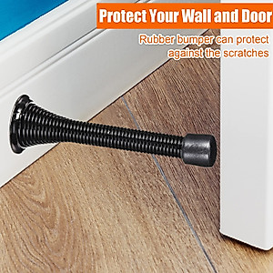 Chumia 36 Pieces Spring Door Stopper with Rubber Bumper Flexible Spring Heavy Duty Wall Door Stop for Home Offices Schools(Matte Black)