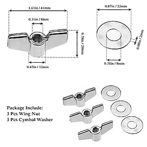 23 Pieces Cymbal Replacement Accessories Cymbal Felts Hi-Hat Clutch Felt Hi Hat Cup Felt Cymbal Sleeves with Base Wing Nuts Cymbal Washer and Drum Keys for Drum Set (Black)