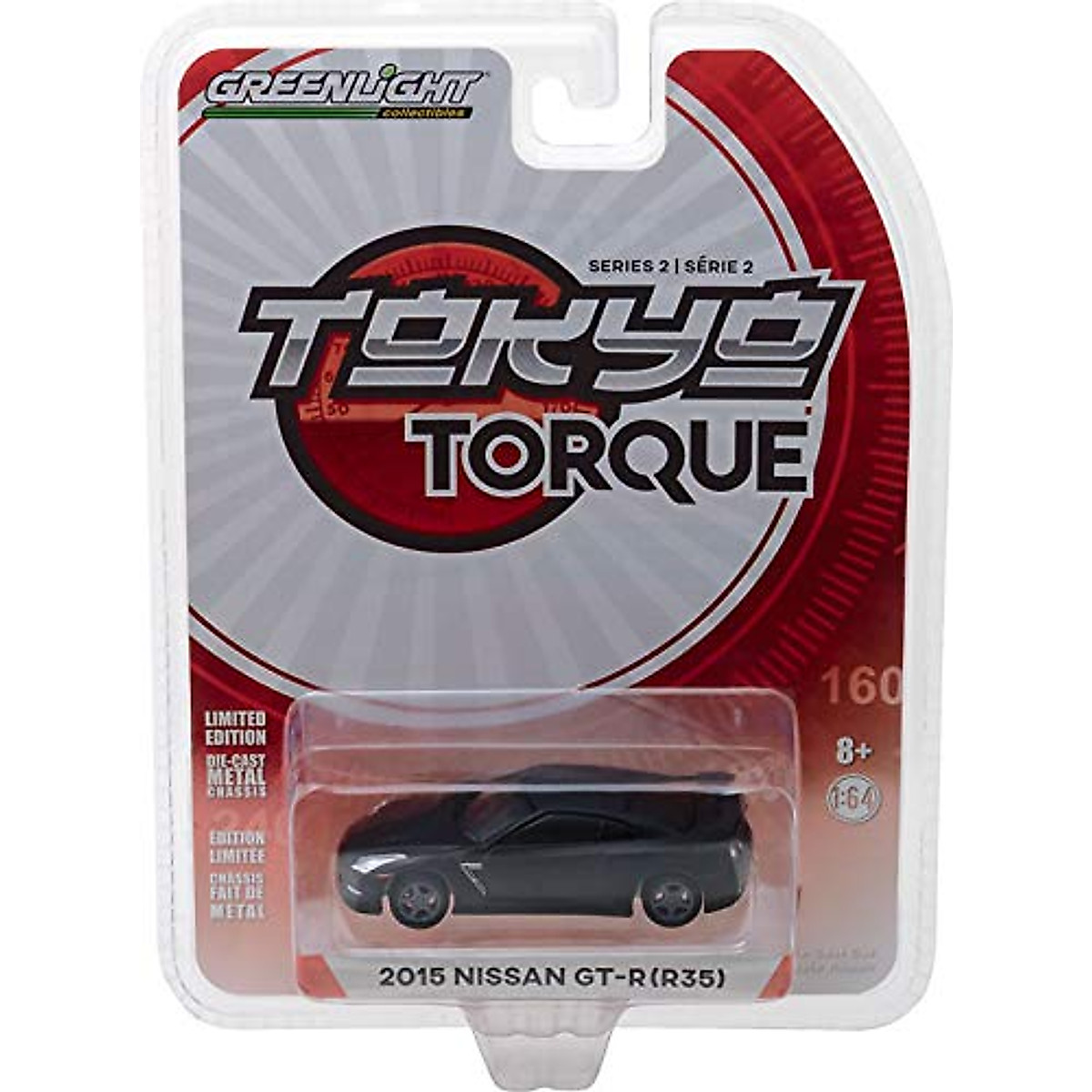 Greenlight 29900-F Tokyo Torque Series 2-2015 GT-R (R35) - Matte Black 1:64 Scale