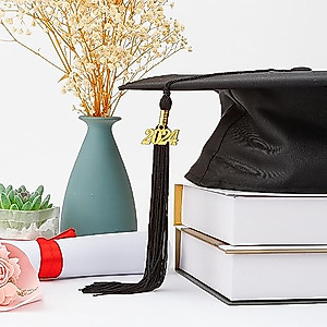 2024 Graduation Tassel, 2024 Tassel Graduation, 2024 Tassel with 2024 Year Gold Date Charms Academic Graduation Cap Tassel 2024 for 2024 Grads, Graduates Graduation Cap Hat Decorations, Black