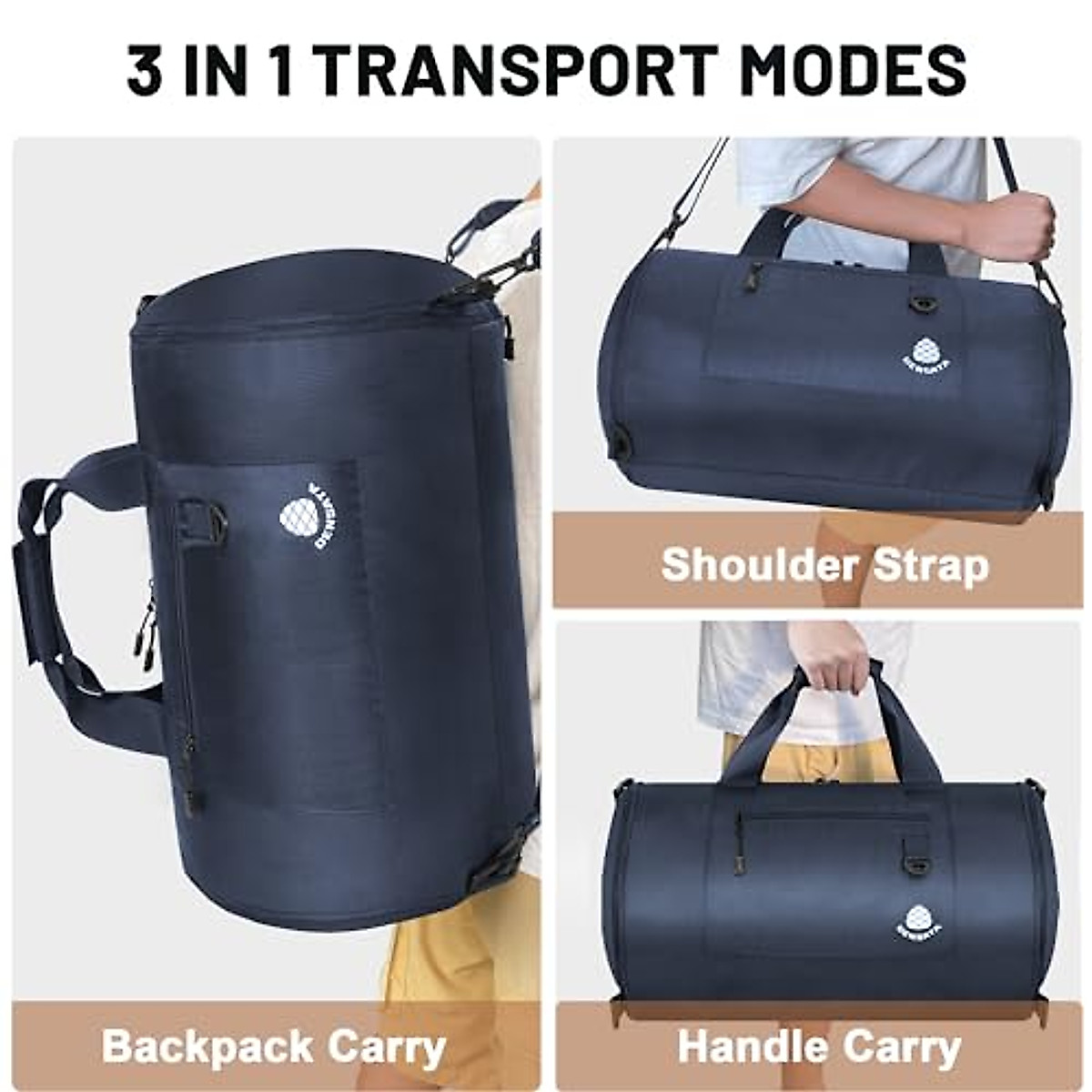 Densata Travel Duffle Bag, 80L Sports Gym Bag Expandable Duffle Backpack Weekender Overnight Bag Carry on Bag