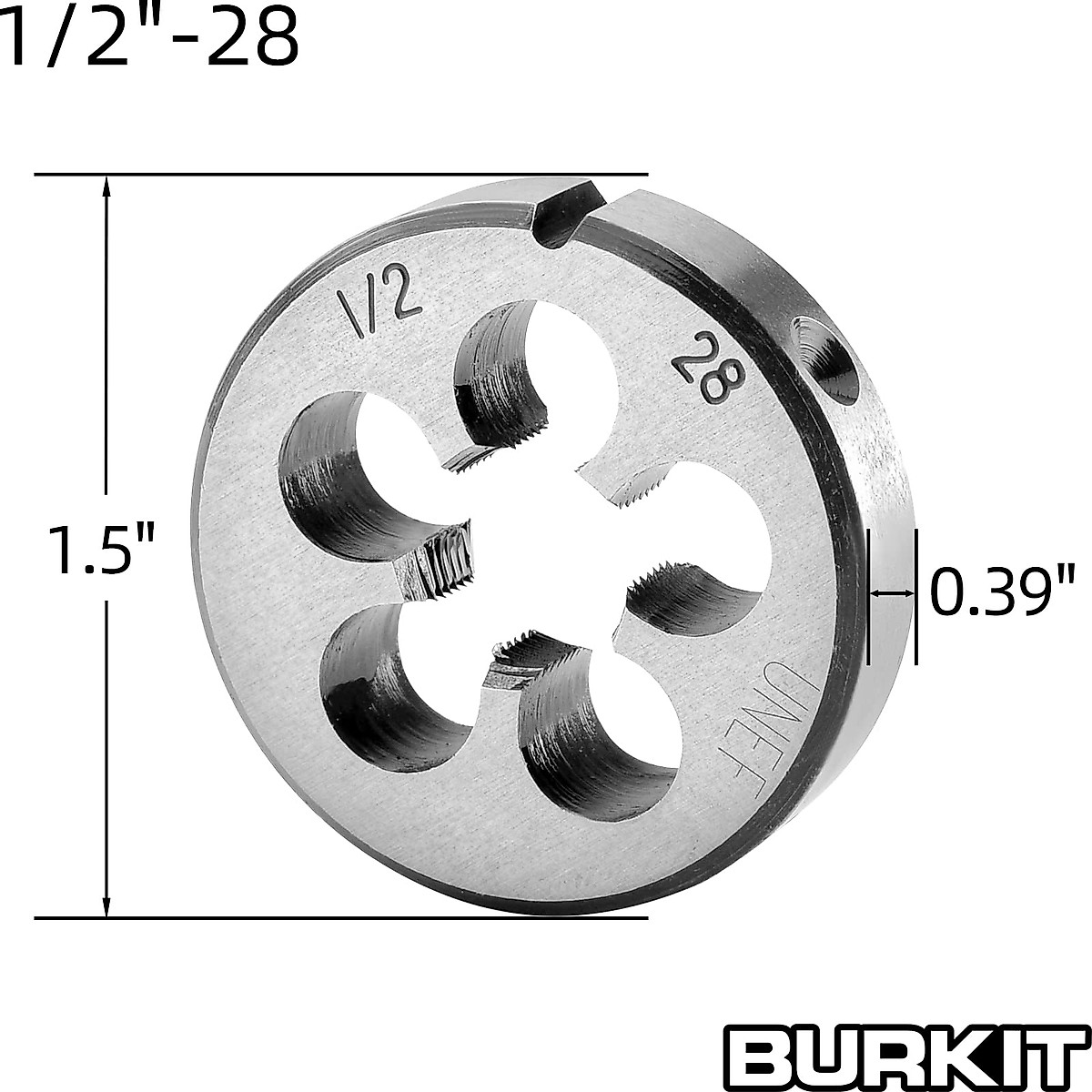 Burkit 1/2"-28 UNEF Tap and Die Set, Right Hand 1/2 x 28 HSS Machine Thread Tap Die Set