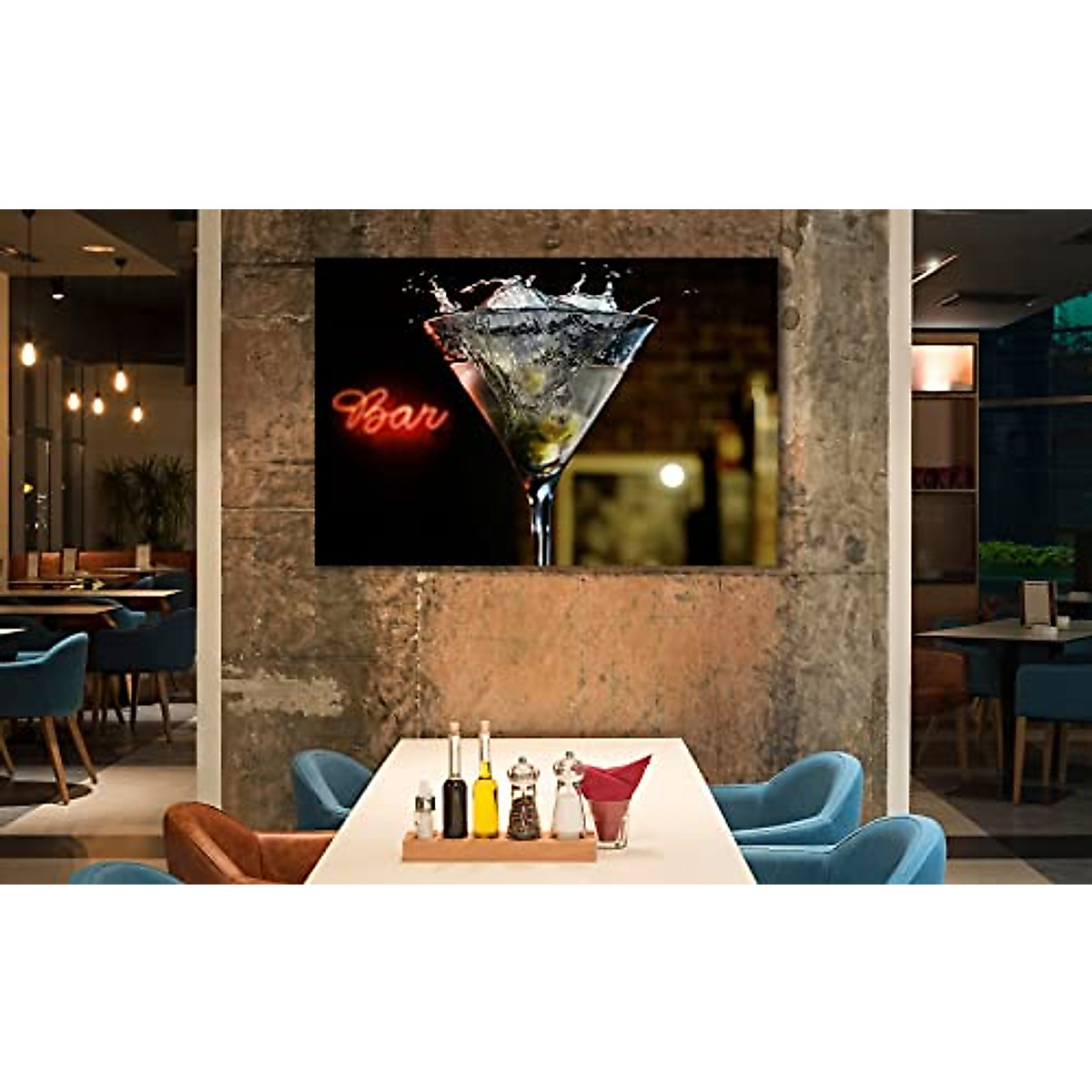 Bulljive Brands Premium Metal Martini Wall Art | Captivating Floating Mount Display | Wall Décor For Home Bar Kitchen And Dining Room | 3 Sizes Large To Small