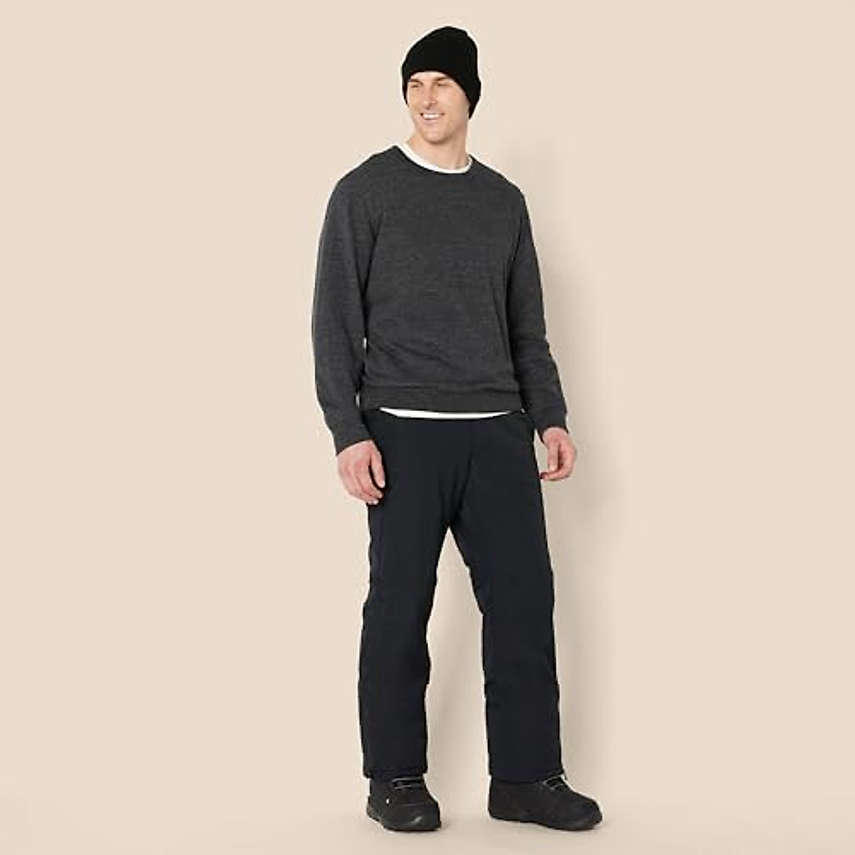 Amazon Essentials Men's Water-Resistant Insulated Snowboard Ski Snow Pant, Black, Large