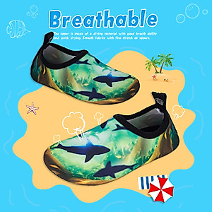 WateLves Kids Water Swim Shoes Barefoot Aqua Socks Shoes Quick Dry Non-Slip Baby Boys & Girls (Shark, 32/33)