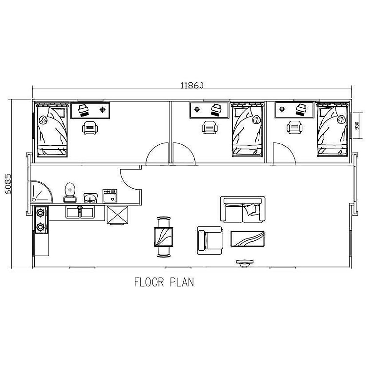 Generic Modern durable quality expandable container house Portable Living Unit with 3 bedroom 40ft mobile home