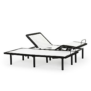 Pemberly Row Modern Metal Model W Adjustable Cal King Split Bed in Black