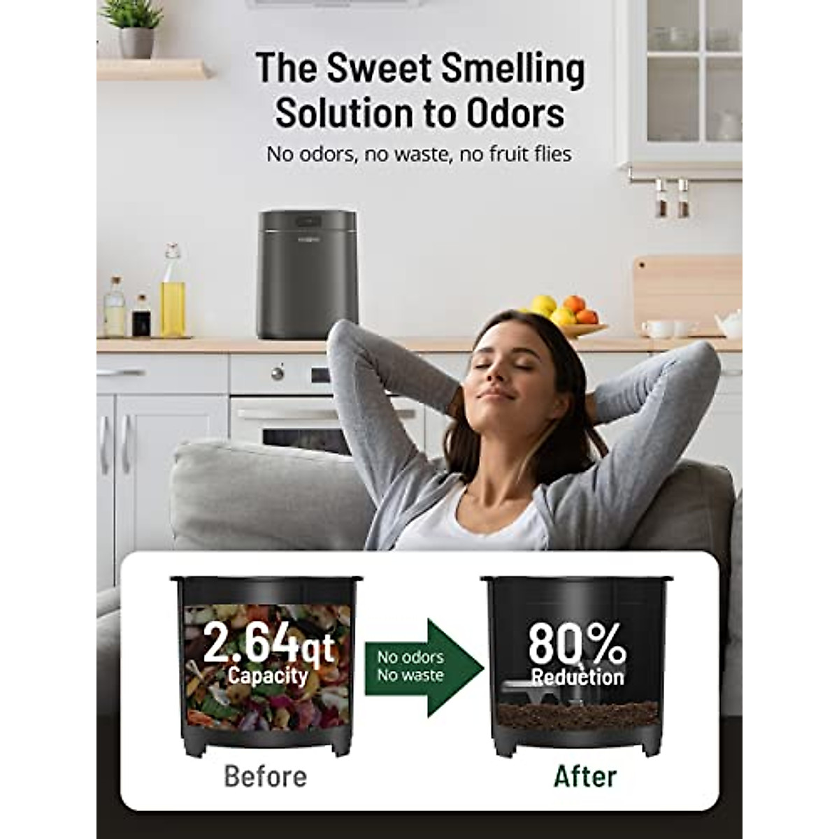 Paris Rhône Smart Waste Kitchen Composter, FoodCycler Eco-Friendly Electric Kitchen Compost Bin Sustainable Indoor Countertop Food Cycler with 3 Modes, Odor-Free, Fertilizes Your Garden