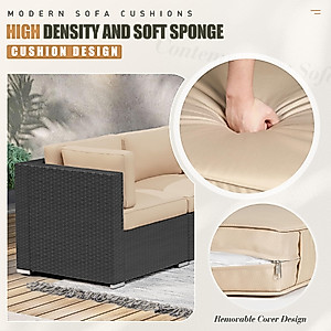 Oakmont Outdoor Replacement Cushions for Patio Furniture,Water-Resistant Cushions for Patio Conversation Set,14-Piece Cushions for 6-seat Outdoor Sectional Sofa(Light Brown)