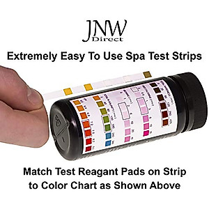 Hot Tub Test Strips - 6in1 Quick & Accurate Spa Test Strips for Hot Tubs - 100 Water Test Strips, Hot Tub Water Test Kit with E-Book - Test Chlorine, Bromine, pH, Hardness, Alkalinity - JNW Direct