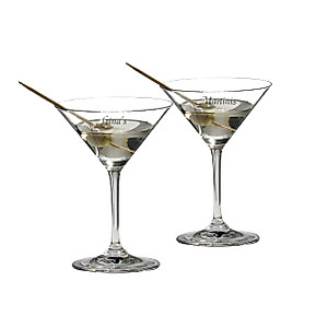 Riedel Personalized Vinum Martini Glass Pair, Set of 2 Custom Engraved Crystal Martini Glasses for Martinis, Cosmos, Margaritas, Cocktails, Home Bar Accessories