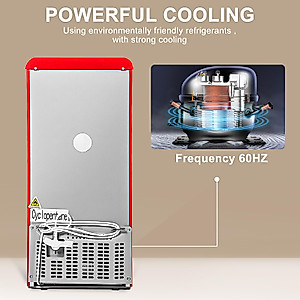 Fridge with Freezer Mini Retro Red 3.5 Cu.ft Compact Refrigerator Small for Bedroom, Office, Dorm, RV, Apartment with Adjustable Mechanical Thermostat 2-Door Design Red