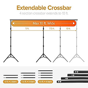 LimoStudio Large Heavy 10 x 9.6 feet Background Support System, Curtain Style Backdrop Stand, Sturdy Frame with 5 pcs Ring Holder Clip for Photography, Party, Family Events, AGG3003