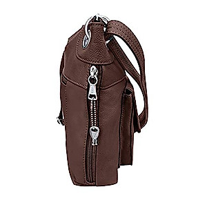Concealed Carry Cross Body Leather Gun Purse with Locking Zipper (Brown)