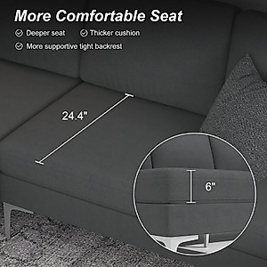VERYKE Modern U Shape Sectional Sofa Couch, 110'' Linen Fabric Sectional Couch Sofa, Upholstered Sofa Bed with Metal Legs for Living Room, Home Office