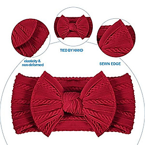 3 Pairs Baby Girls Tights Cable Knit Leggings Stockings and Bow Headbands (Black, White, Grey, Red, 0-12 Months)