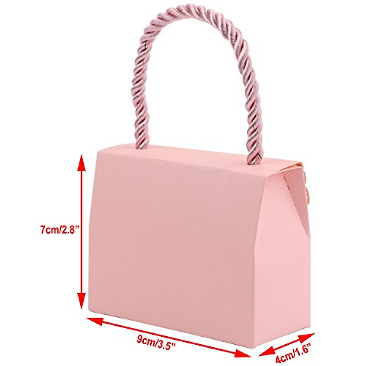 Driew Butterflies Purse Party Favor bags, 20 Pack Baby Shower Candy Gift Chocolate Favor Box Set with Handle for Wedding Decorative, Anniversary, Birthday Parties, Bridal Showers - Pink, 3.5"x1.6"x2.8"