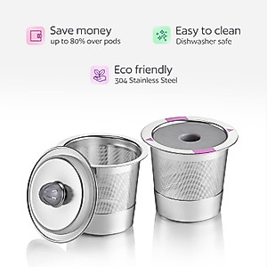2 Stainless Steel Reusable K Cups for Keurig Coffee Makers - Universal Compatible Refillable Kcups Coffee Filters for all Keurig Brewers Family
