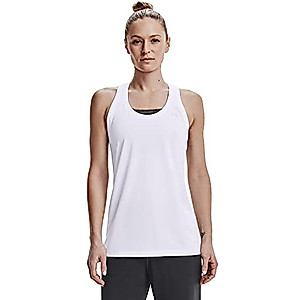 Under Armour Women's Tech Solid Tank Top , White (100)/Metallic Silver, Small