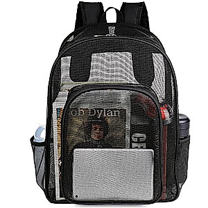 Mesh Backpack Heavy Duty See Through Mesh Backpack Semi-Transparent Mesh Backpacks for Adults,School,College,Beach,Swimming,Outdoor Sports,Black