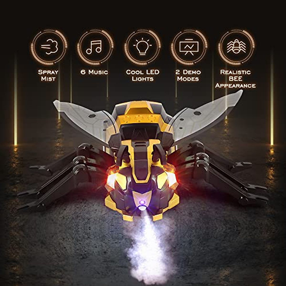 Remote Control Bee Kids Toys - Realistic RC Bee Robot, Robot Toys for Kids with Music, LED Light, Toys for 3 4 5 6 7 8 9 10 11 12+ Year Old Boys/Girls, Gifts for Christmas Easter Halloween, Birthday
