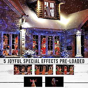 AAXA CP3 Holiday Projector for Festive Holiday Windows, HD 1080p Support LED Portable Projector with 5 Onboard HallowFX Christmas Holiday Effects, Built-in Speaker